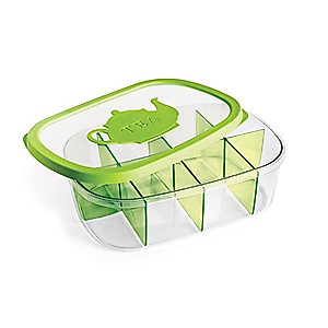 Snips, Green Tea Bag Airtight Storage Box with Removable Dividers, 11.22" x 8.07" x 1.77"