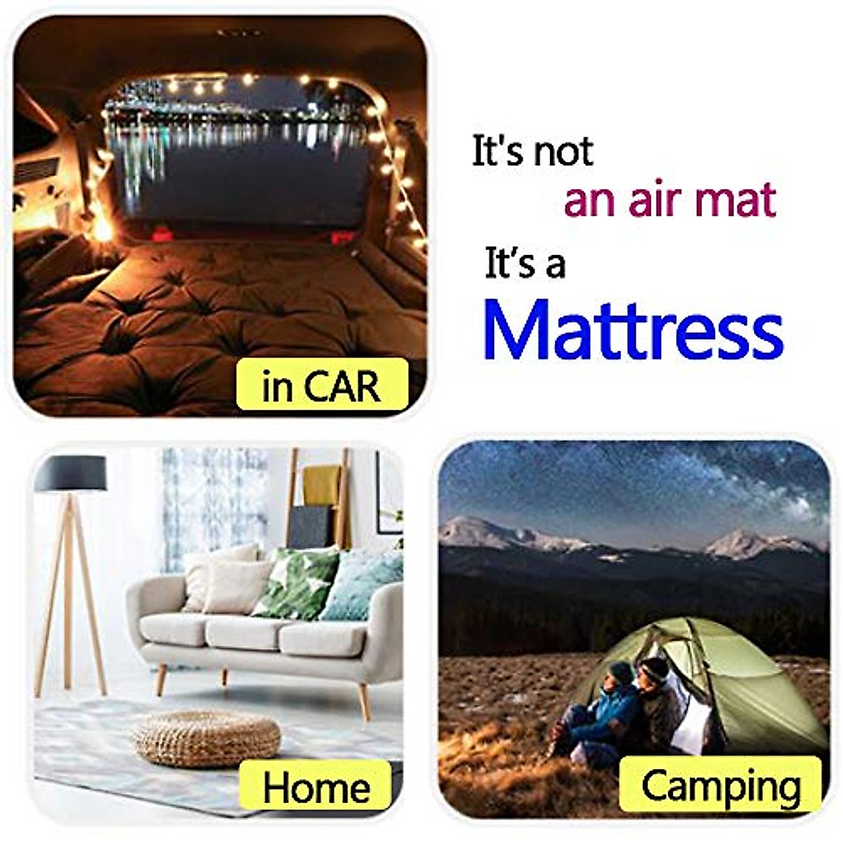 UILB Self Inflating Camping Mattress 2.7 Inches Thickness Automatic Car Mattress Double Oversize Bed Travel，Camping，SUV，MPV Home Guest (2021 Upgrade)