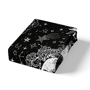 Mysterious Cat Bedding Set Twin Size 2 Pcs,Boho Exotic Tribal Abstract Art Duvet Cover for Kids Teens Bed Comforter Cover Set,Full Moon Galaxy Starry Duvet Cover Set for Home Decoration(No Filler)