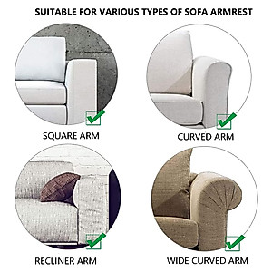 Scratch Resistant Sofa Armrest Cover, Elastic Stretch Couch Arm Cover, Soft Comfortable Sofa Arm Protectors for Sofa Chair Recliner, Removable Washable, 2 Pcs