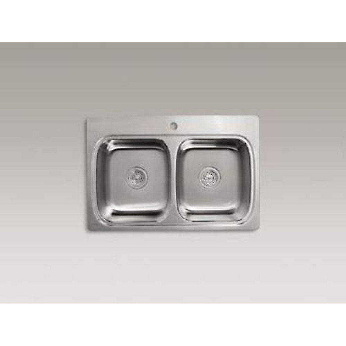 KOHLER 5267-1-NA Verse 33" X 22" X 9-1/4" Top-Mount Double-Equal Bowl Kitchen Sink With Single Faucet Hole, Stainless Steel