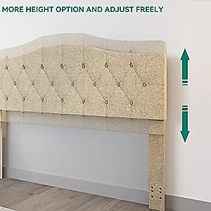 YITAHOME Upholstered Headboard, Linen Tufted Upholstered Headboard with Diamond Tufted, Headboards for Full/Queen Size Bed - Beige