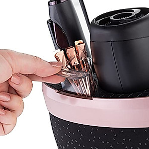 Minky Homecare Neoprene Styling Dock, Curling Iron and Hair Dryer Holder - Hair Tool Organizer Storage for Bathroom Countertop, Dresser - Rose Gold/Black