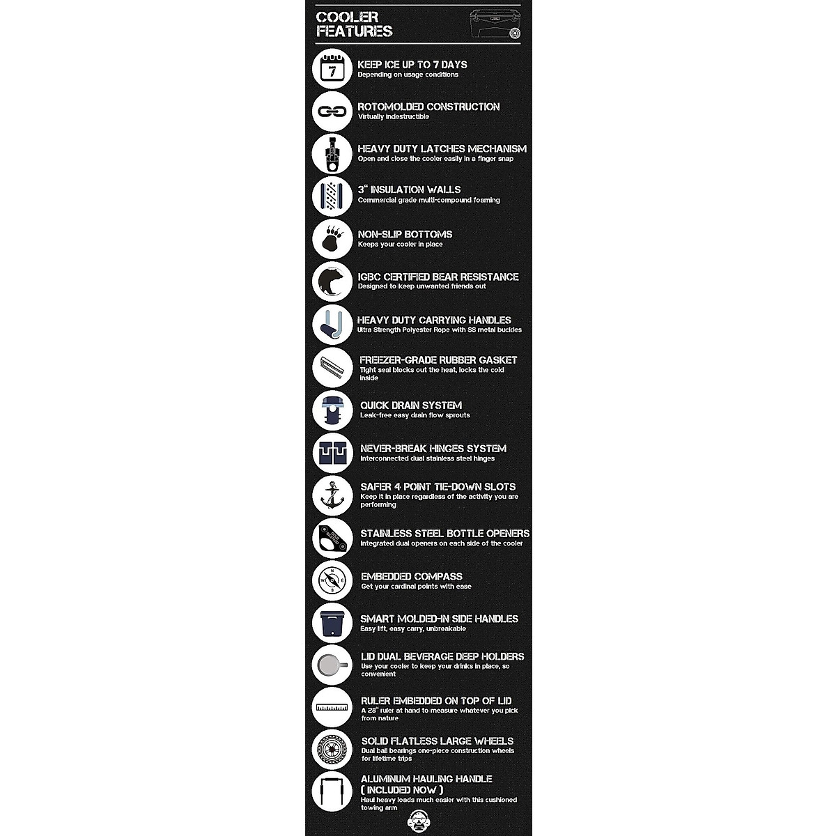 COLD BASTARD COOLERS 70QTW Rugged+ CAMO Red Large Wheels The Best Premium Ice Chest Cooler Accessories Free S&H (CB70W-CR)