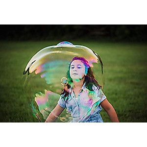 WOWMAZING Giant Bubble Wands Kit & bubble refills: Includes Wand, 5 Big Bubble Concentrate pouches and Tips & Trick Booklet | Outdoor Toy for Kids, Boys, Girls | Bubbles Made in The USA