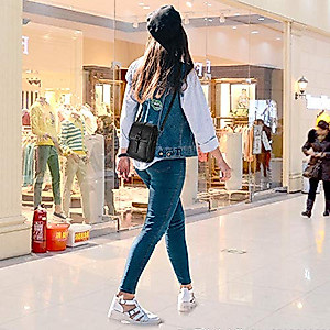 XEYOU Women's Small Cellphone Purse Wallet Lightweight Genuine Leather Crossbody Shoulder Pouch Bag (Black)