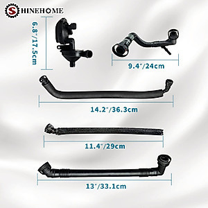 Crankcase Ventilation Valve Oil Separator Hose Compatible with BMW E46 E60 E39 X3 X5 320i, 323i, 325, 325i 328i, 330i, 525i, 528i CCV PCV Valve Ventilation Separator 5 Piece Value Kit 11611432559