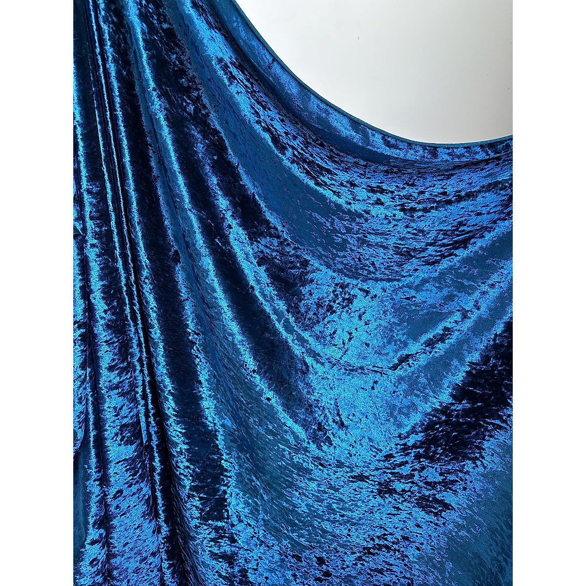 Premium Stretch Crushed Velvet Fabric by The Yard - Soft and Luxurious Fabric - Versatile and Stretchy - Ideal for Clothing Home Decor and Crafts (58 inches Width) - 1 Yard (Teal Blue)