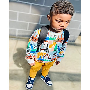 Funnymore Baby Boy's Crewneck Sweatshirt Clothes,Long Sleeve Shirt Top Outfit White Excavator 2t