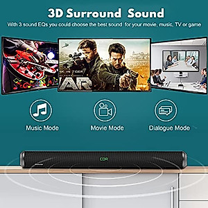 Wohome Soundbar for TV - 28-Inch Sound Bar with HDMI-ARC, Bluetooth, LED Display, Optical, USB, and AUX Inputs - 80W, 4 Speakers, Surround Sound Home Theater System