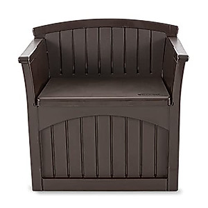 Suncast 31 Gallon Patio Seat Outdoor Storage and Bench Chair, Java (2 Pack)