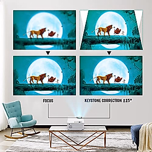 VIZONY Projector with 5G WiFi and Bluetooth, 20000L 600ANSI Full HD Native 1080P Projector, Support 4k & 350" Display with Carry Case, Outdoor Movie Projector Compatible w/Phone/TV Stick/Laptop, White