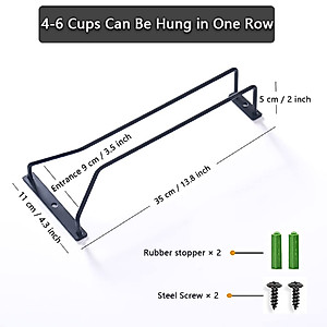 Wine Glass Rack (1 Pack 13.8 inch, Black), Wine Glass Rack Under Cabinet, Hanging Stemware Holder, Metal Chrome Finish Stemware Rack for Kitchen/Bar/Restaurant