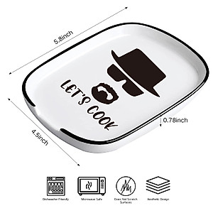 Remifala Ceramic Spoon Rest for Kitchen Stove Top Counter, Funny Let’s Cook Heat Resistant Spoon Holder, Kitchen Cute Decor for Cooking Lovers, Kitchen Accessories for House Warming (Let's Cook)