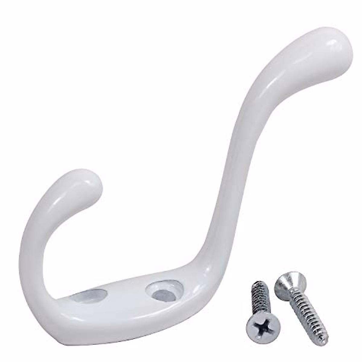 5 Pack Rok Hardware Heavy Duty Dual Home Closet Wall Towel Coat Hook, 3-1/2", White ROKCH101WH