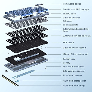 YUNZII Keynovo IF98 Pro Tri-Mode Wireless Bluetooth Hot Swappable Gasket Mechanical Gaming Keyboard 98 Key 96% 1800 Layout RGB Backlight for Mac & Win (Gateron G Pro Brown, Wireless Blue)