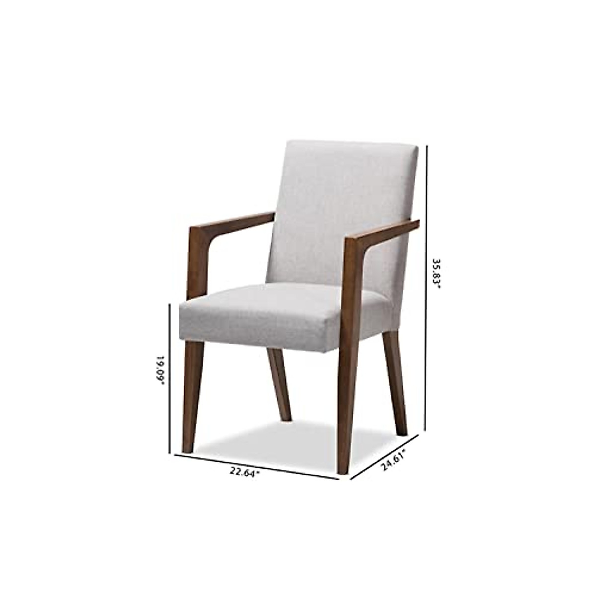 Baxton Studio Andrea Upholstered Arm Chair in Gray Beige (Set of 2)