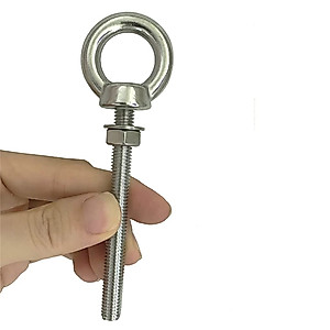 AIVOOF Stainless Steel Eye Bolts, 2 Pack M8 Shoulder Eye Bolt 3.15" Heavy Duty EyeBolts Screws in Eye Hooks with Washer and Nuts for Lifting Ring Eyebolt Thread Length 80mm