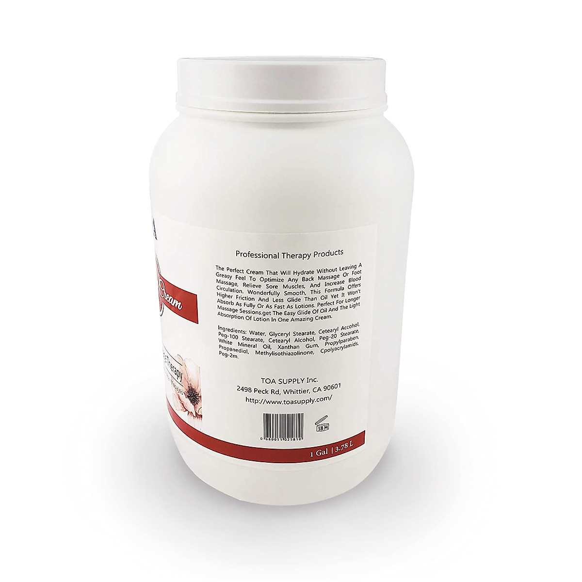 TOA Unscented Cream Jar Massage Hydrating Body Spa Bottle (1 Gallon)