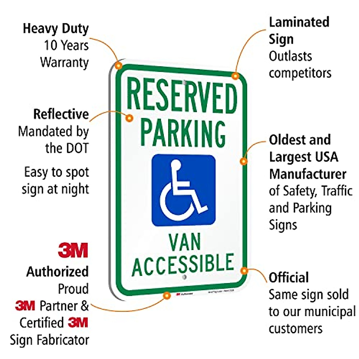 SmartSign 18 x 12 inch “Reserved Parking - Van Accessible” Handicapped Parking Metal Sign, 63 mil Aluminum, 3M Laminated Engineer Grade Reflective Material, Green, Blue and White