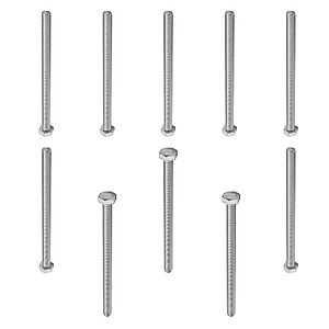 Bettomshin 10Pcs M8 x 120mm Hex Bolts, 304 Stainless Steel 1.25mm Thread Pitch Fully Threaded Metric Hex Head Screw Bolts, Hexagon Screw Bolt, Hex Tap Bolts, Silver (Overall Size 125.45x13x13mm)