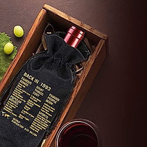 30th Birthday Wine Bag, Back in 1993 Birthday Gift Wine Bag for Women Men, Birthday Party Supplies Decorations, 30 Year Old Birthday Gifts for Her Him, 1 Pcs Wine Bag(Black Gold)