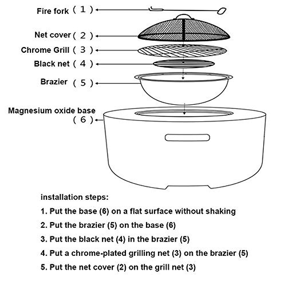LEAYAN Garden Fire Pit Grill Bowl Grill Barbecue Rack Large Round Fire Pit with BBQ Grill Shelf Garden Patio Heater/BBQ/Ice Pit with Waterproof Cover,Outdoor Fire Pits