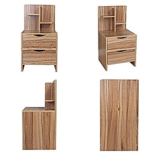 sogesfurniture Nightstand with Drawers, Bedside Table Small Dresser for Bedroom Nursery Closet Living Room, End Side Table with Open Shelf, Storage Cabinet for Home Office, Oak