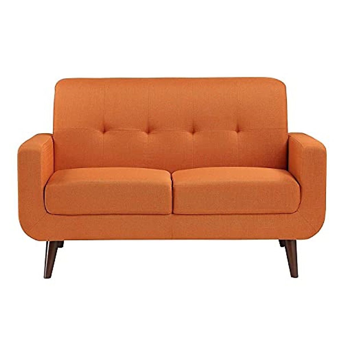 Lexicon Fitch 56" Polyester Fabric Loveseat with Tufted in Orange