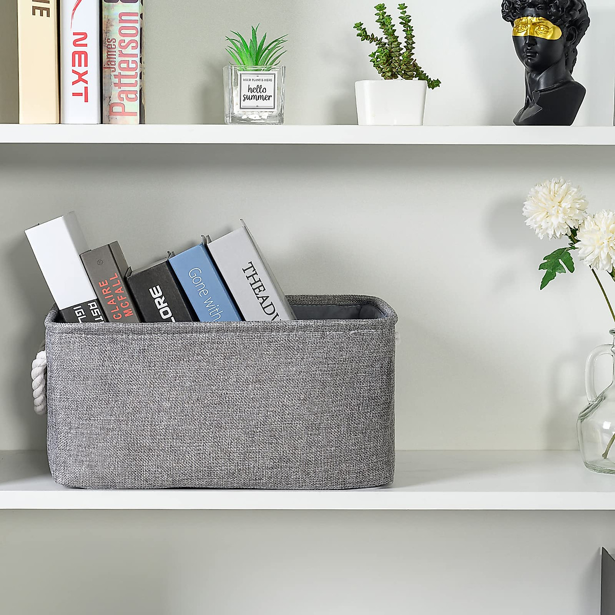 TheWarmHome Large Storage Bins Basket, 2 Pack Grey Fabric Storage Cubes for Changing Table Nursery Livingroom Kidsroom Playroom Toy, Collapsible Storage Baskets for organizing Shelves Closet