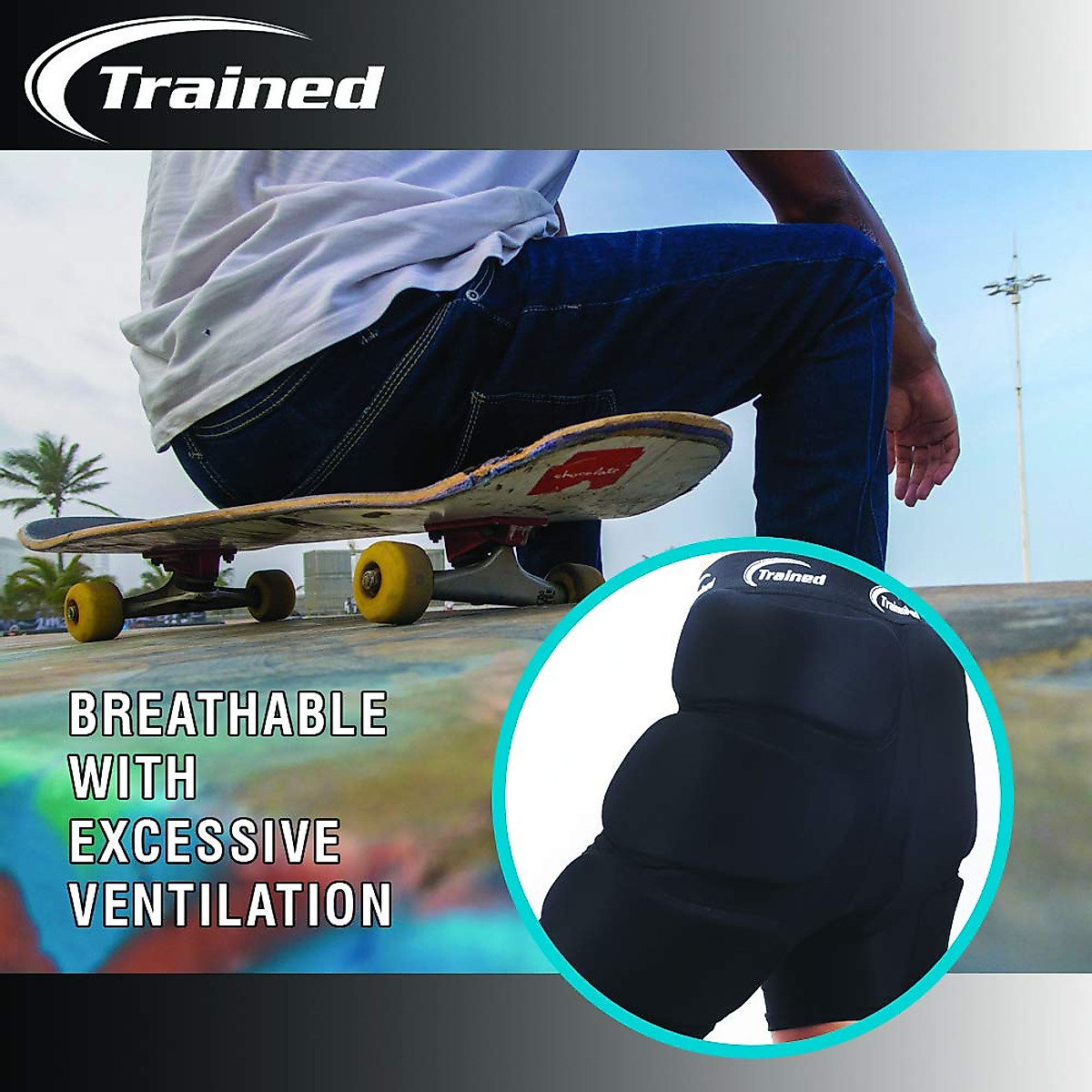 Trained Padded Protective Shorts for Extreme Sports Black