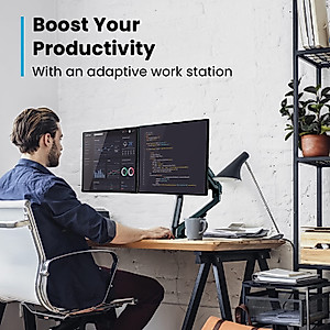 EVEO Premium Dual Monitor Stand 14-27" - Ergonomic Monitor Stands for 2 Monitors, Dual Monitor Mount Desk, Swivel VESA Bracket, Computer Monitor Stand, Dual Monitor Stand for Desk - Easy to Setup