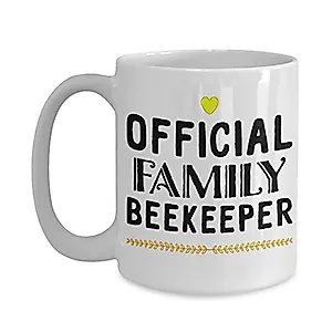 Beekeeper Mug - Official Family Beekeeper - Large Beekeeper Coffee Cup - Birthday Anniversary Christmas Gift Stocking Stuffer- Beekeeper Husband Wife Mom Dad Brother Sister Relatives Men Women