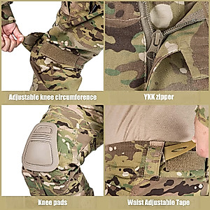 VOTAGOO Combat Pants with Knee Pads, G3 Hunting Camo Pants for Men Tactical Military Paintball Trousers Airsoft Gear