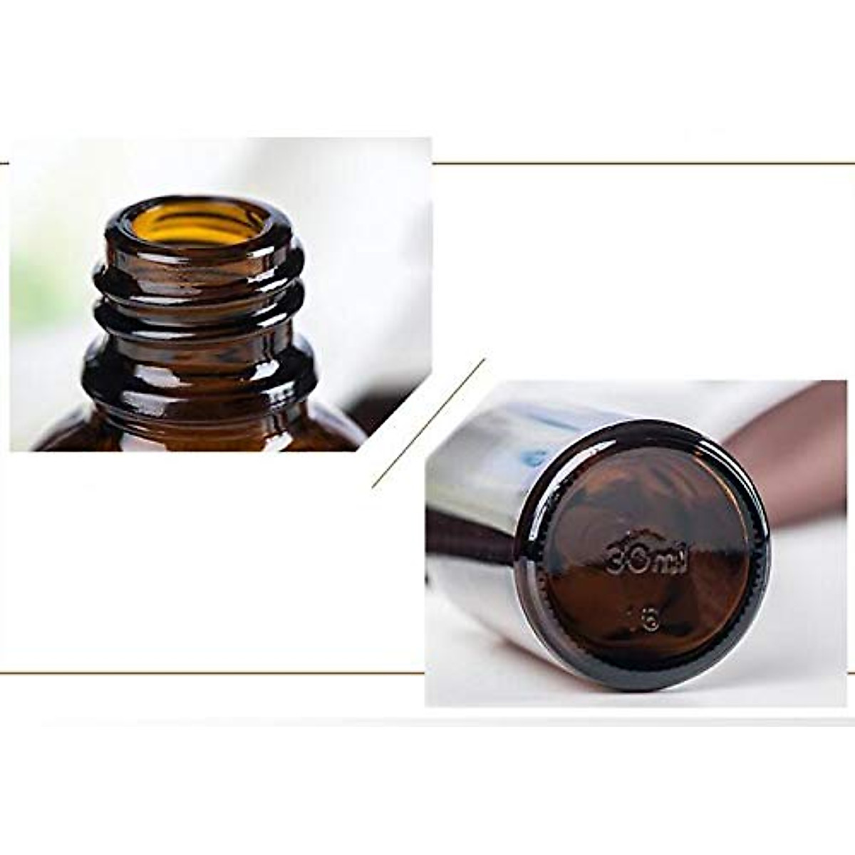 QUUPY 3PCS Portable Amber Glass Graduated Scale Dropping Bottle Vials With Black Rubber Cap And Glass Dropper Pipette For Cosmetic Perfumes Essential Oils Liquids Storage