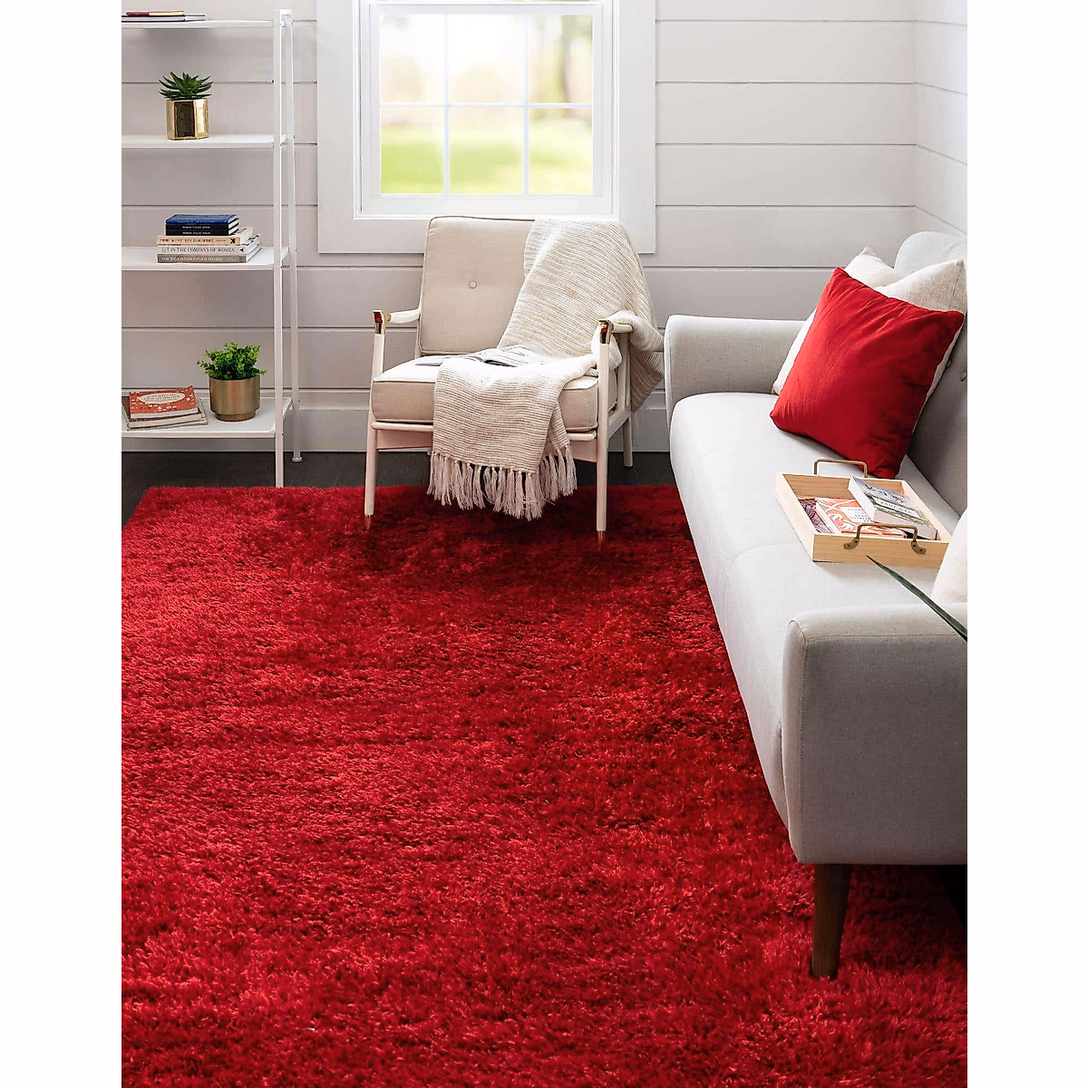 Rugs.com Infinity Collection Solid Shag Area Rug 9' x 12' Merlot Shag Rug Perfect for Living Rooms, Large Dining Rooms, Open Floorplans