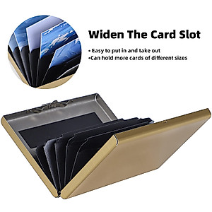 Alinbehbs Credit Card Holder RFID Card Holder Metal Wallet Stainless Steel Credit Card Wallet Business Card Holder for Woman Men (Gold)