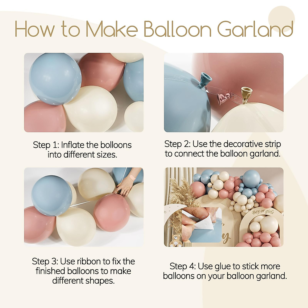 Gender Reveal Balloon Garland Arch Kit, 130pcs Dusty Pink and Blue Balloons Arch for Boho Neutral Theme Baby Shower Birthday Gender Reveal Decoration