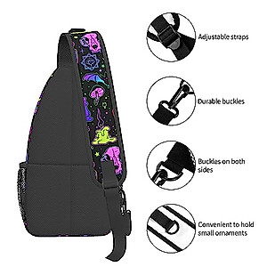 RIMENCH Sling Bag Waterproof Sling Bags Shoulder Backpack With Adjustable Strap For Sport, Travel, Workout Fashion Gothic Magic Witch Witchy Chest Bag