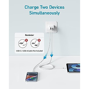 Anker iPhone 15 Charger, Anker USB C Charger, 2-Pack 20W Dual Port USB Fast Wall Charger, USB C Charger Block for iPhone 15/15 Pro/15 Pro Max/14/13/12, Pad Pro/AirPods and More(Cable Not Included)