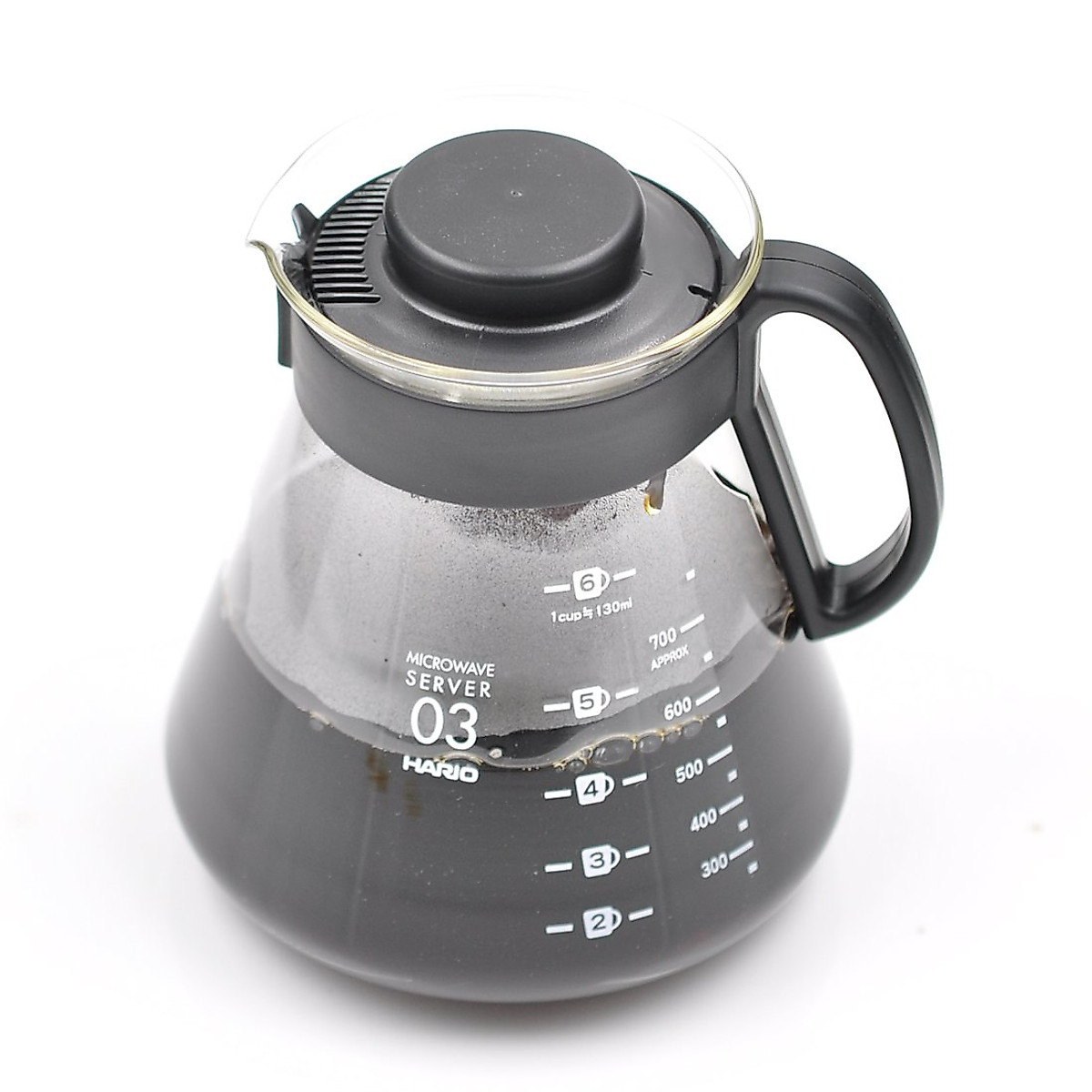 Hario V60 Glass Range Coffee Server Pour Over Carafe Microwave Safe 800mL, Black