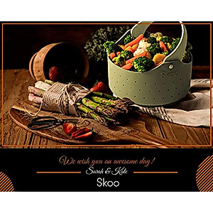 Skoo Silicone Vegetable Steamer Basket for Stove Top, 6 Qt Instant Pot, Ninja Foodi, Other Pressure Cookers - Instant Pot Accessories - For Steaming Food and Perfect Steamed Veggies (Green)