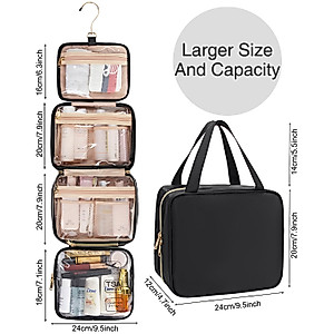 Hanging Toiletry Bag Travel Makeup Bag TSA Approved Clear Bag for Toiletries Waterproof Cosmetic Bag Toiletry Bag for Women Men Travel Toiletry Organizer for Bathroom Shower (Medium, 1-Black)