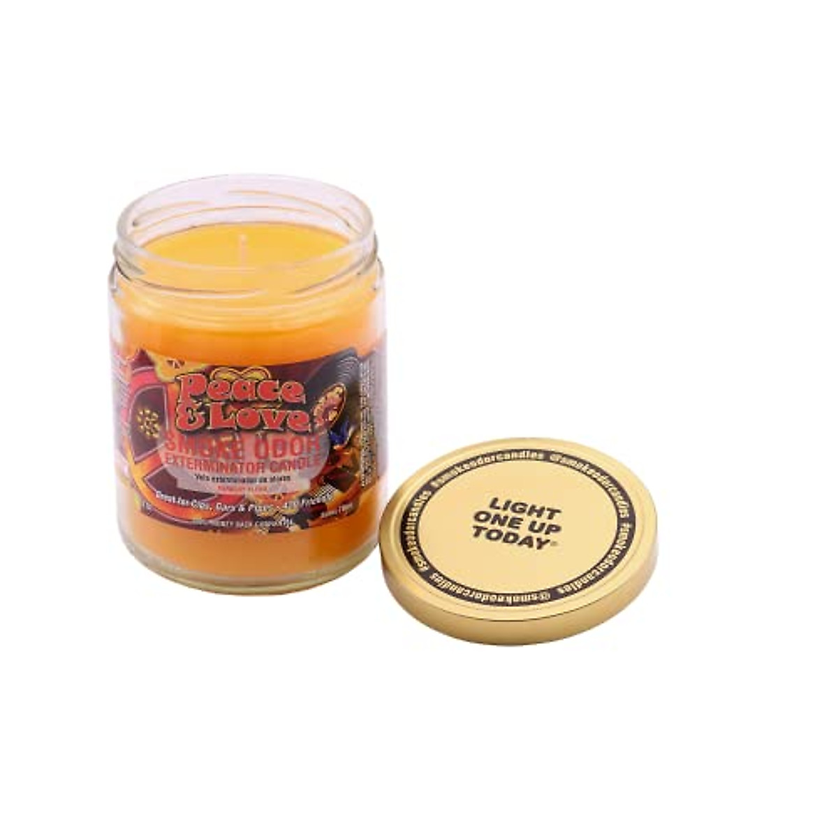 Smoke Odor Exterminator Jar Candle,Peace & Love. Including 13 oz Wax.
