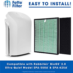 Fette Filter - Air Purifier Replacement Filter Set Compatible with Rabbit Air BioGS 2.0 Filter Kit for Model SPA-550A and SPA-625A - Pack of 2