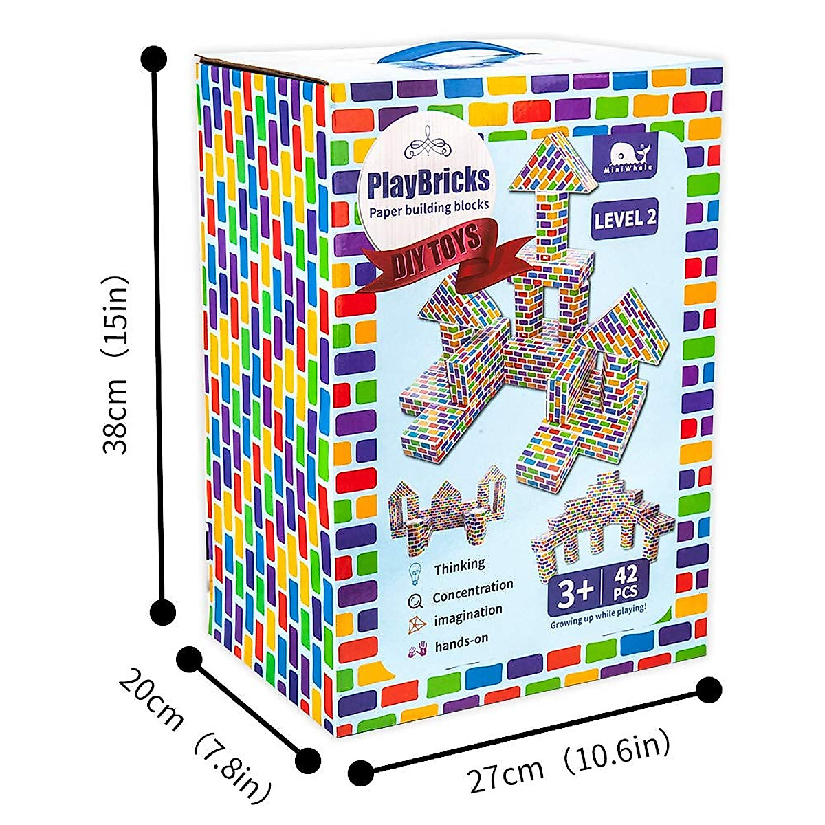 Deluxe Jumbo Cardboard Blocks 42-Pack Extra-Thick Cardboard Building Blocks Mini Whale Paper Brick Toy