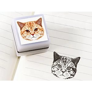 Custom Pet Stamp Self Inking, Cat Dog Portrait Pre Inked Stamp,Customized Pet Portrait Stamp, Personalized Animal Stamps,Gifts for Pet Lover (White)