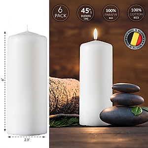 SPAAS White Pillar Candles - 9 Pack | 6 Inch Large White Dripless Pillar Candles | Long Burning Unscented Pillar Candles for Home Décor, Memorial, Vigil, Parties, Wedding, Decorative Lantern