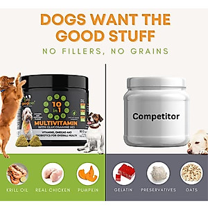 Googipet 10 in 1 Dog Multivitamin with Dog Probiotics for Gut Health, Dog Vitamins and Supplements with MSM & Glucosamine for Dogs Hip & Joint Support - Chondroitin & Omega 3 Fish Oil for Skin & Coat
