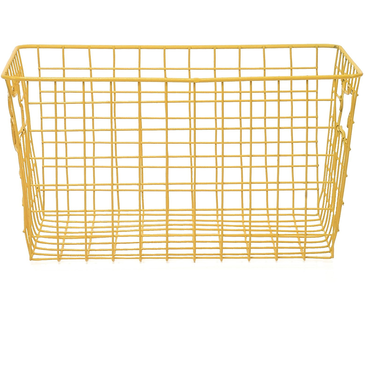 Red Co. 13” x 9.5” Rectangular Metal Wire Dog Toy Storage Basket with Handles, Yellow